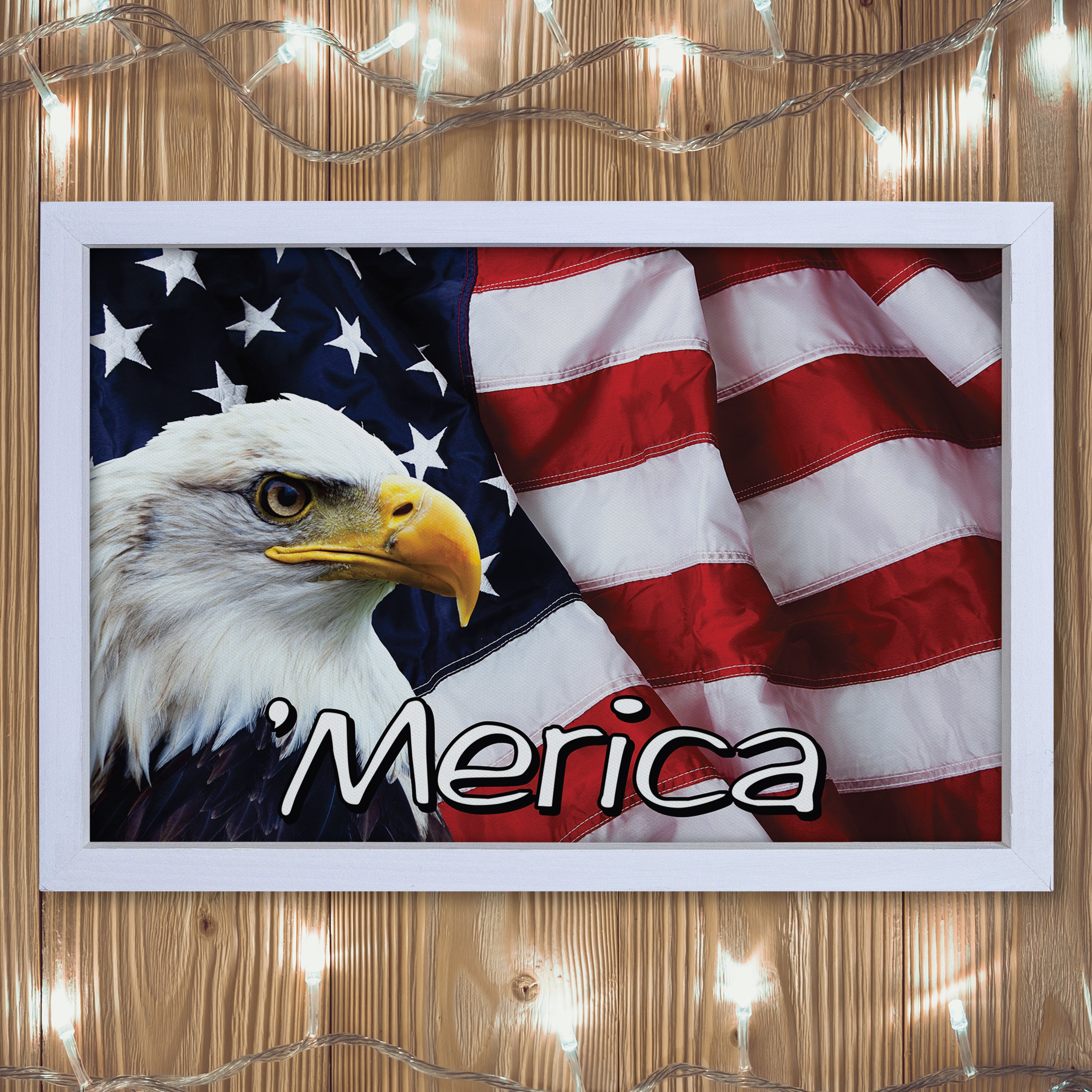 Eagle With American Flag Borders God Bless America Sweet Land Of